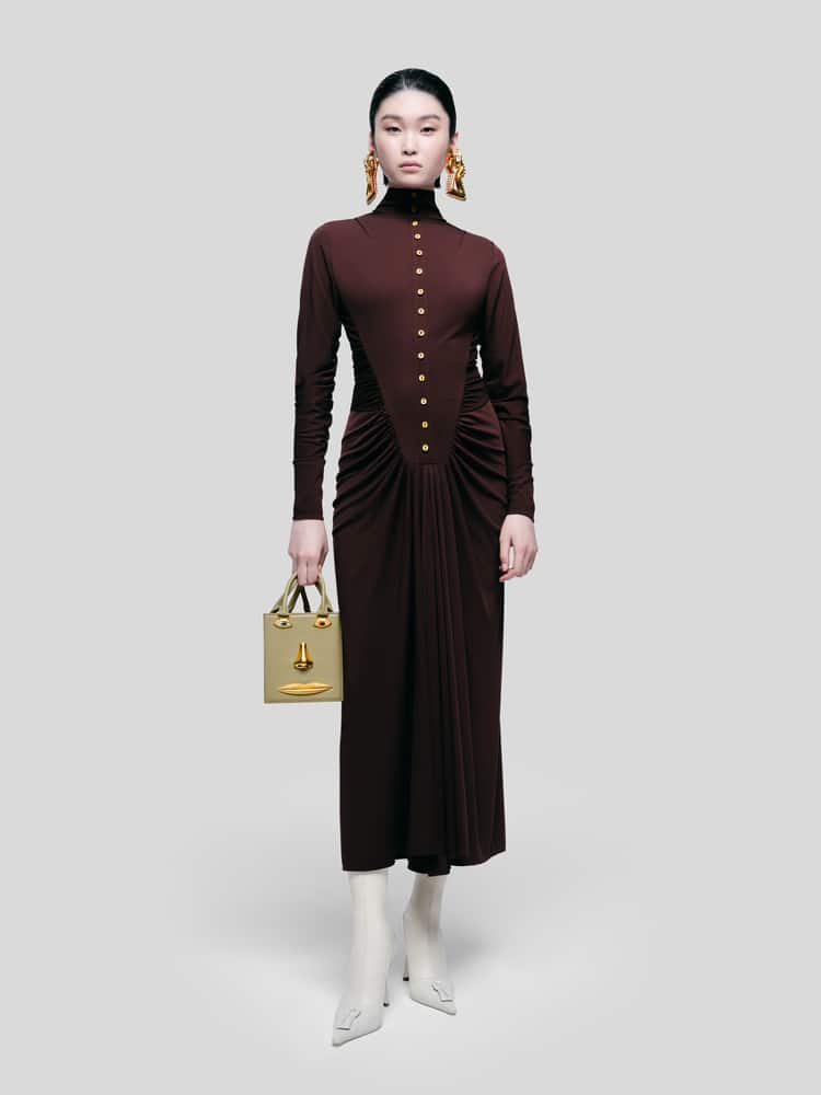 Schiaparelli Long Draped Dress | Haute Couture Designer | Coveti