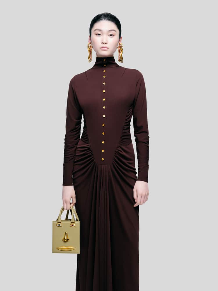 Schiaparelli Long Draped Dress | Haute Couture Designer | Coveti