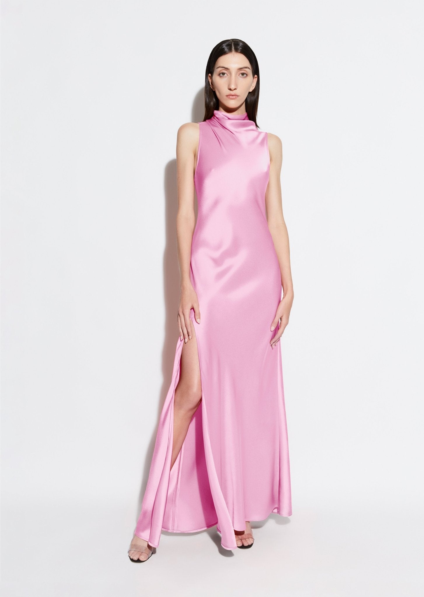 Lapointe Satin Drape Neck Sleeveless Dress | Contemporary Ready to Wear ...