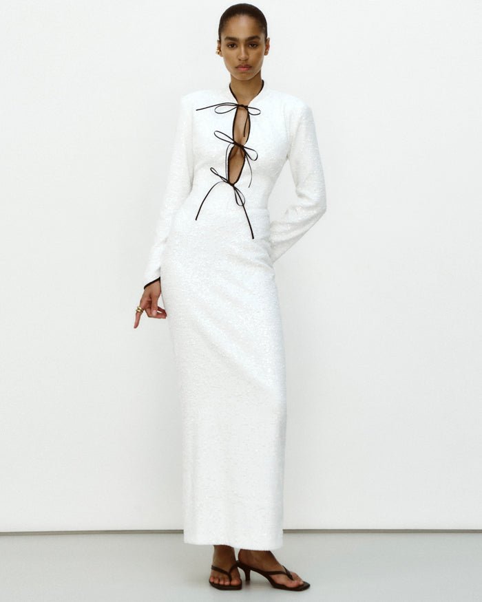 Rasario Sequinned Long Midi Dress With Cutouts And Opened Back ...