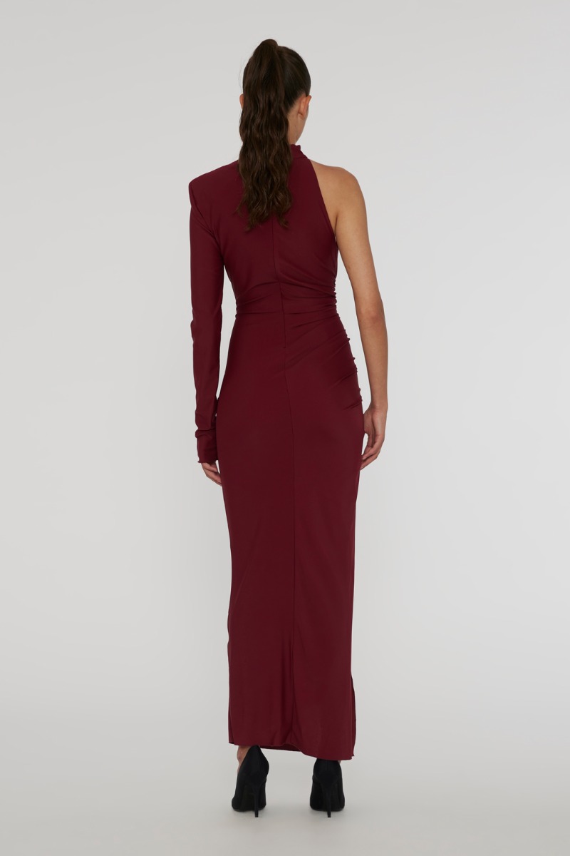 Rotate Red Asymmetric Maxi Dress Red | Contemporary Ready to Wear | Coveti