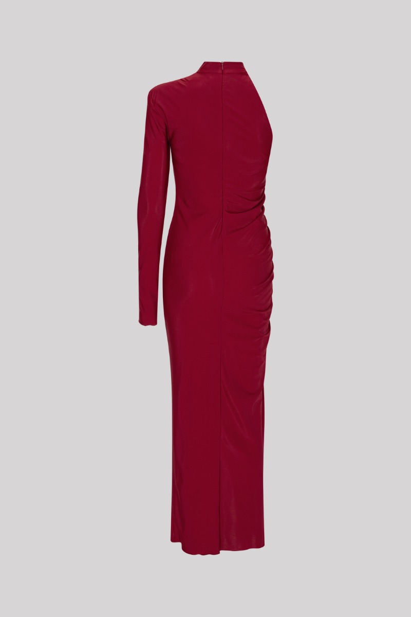 Rotate Red Asymmetric Maxi Dress Red | Contemporary Ready to Wear | Coveti
