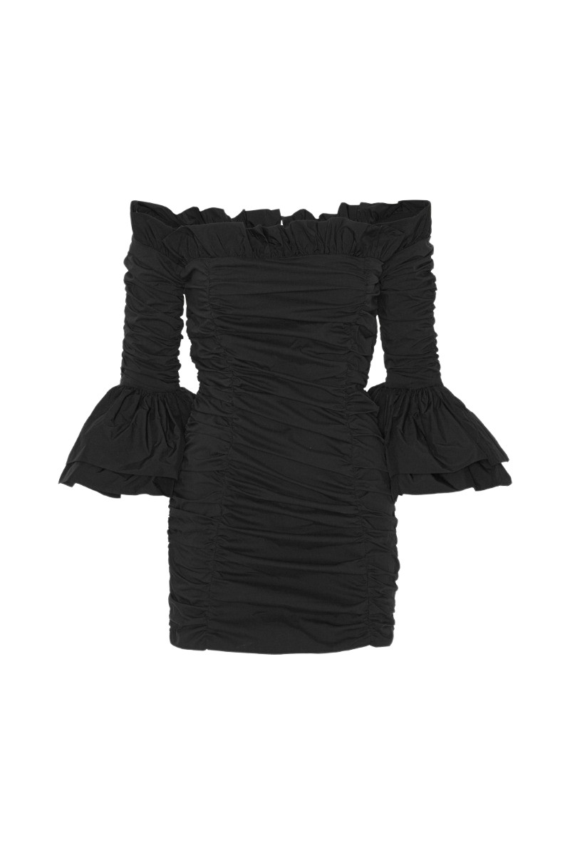 Rotate Black Ruffle Mini Dress Black | Contemporary Ready to Wear | Coveti