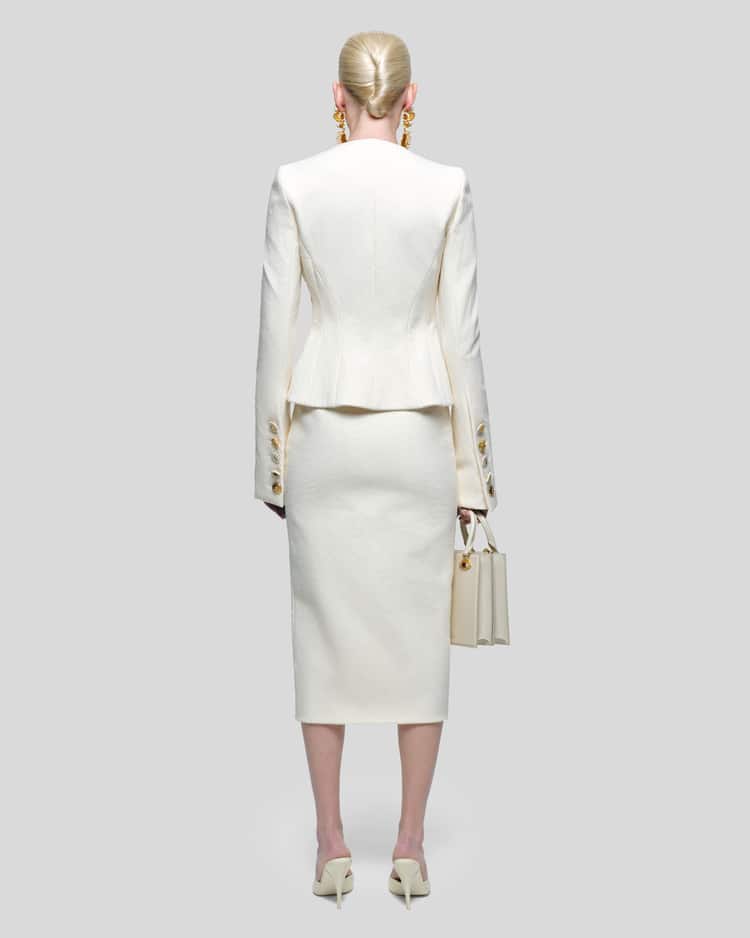 Schiaparelli Bijoux Buttons Pencil Skirt | Haute Couture Designer | Coveti