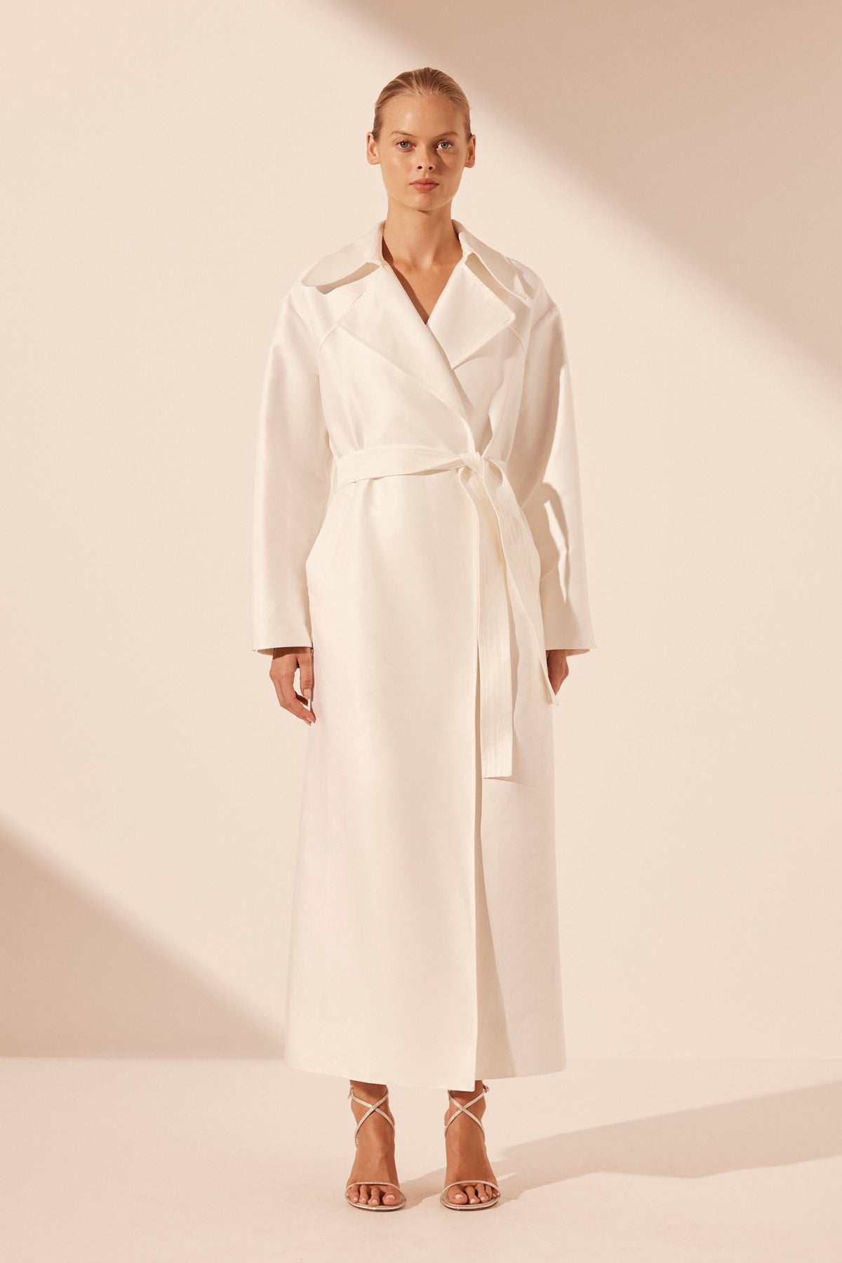 Shona Joy Ivory Trench Coat | Designer Collection | Coveti