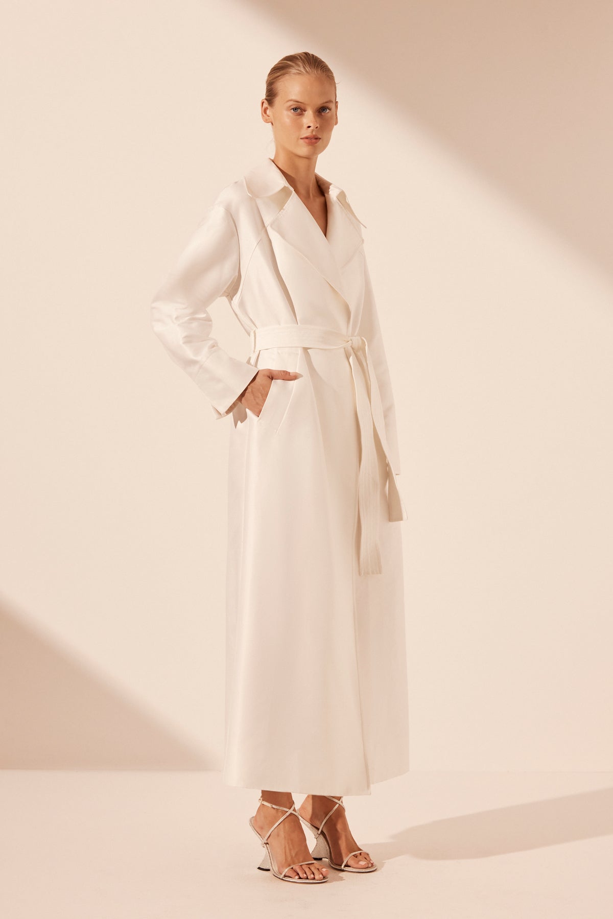 Shona Joy Ivory Trench Coat | Designer Collection | Coveti