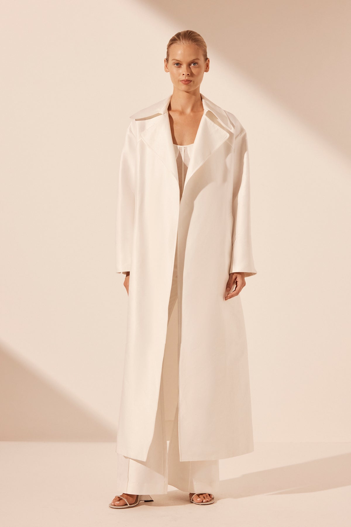 Shona Joy Ivory Trench Coat | Designer Collection | Coveti