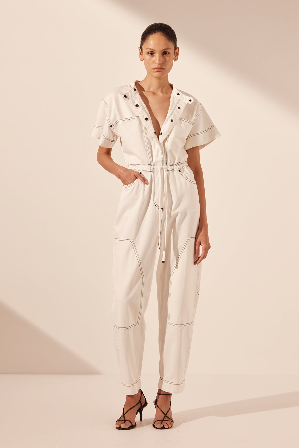 Shona Joy Ivory Jumpsuit | Designer Collection | Coveti
