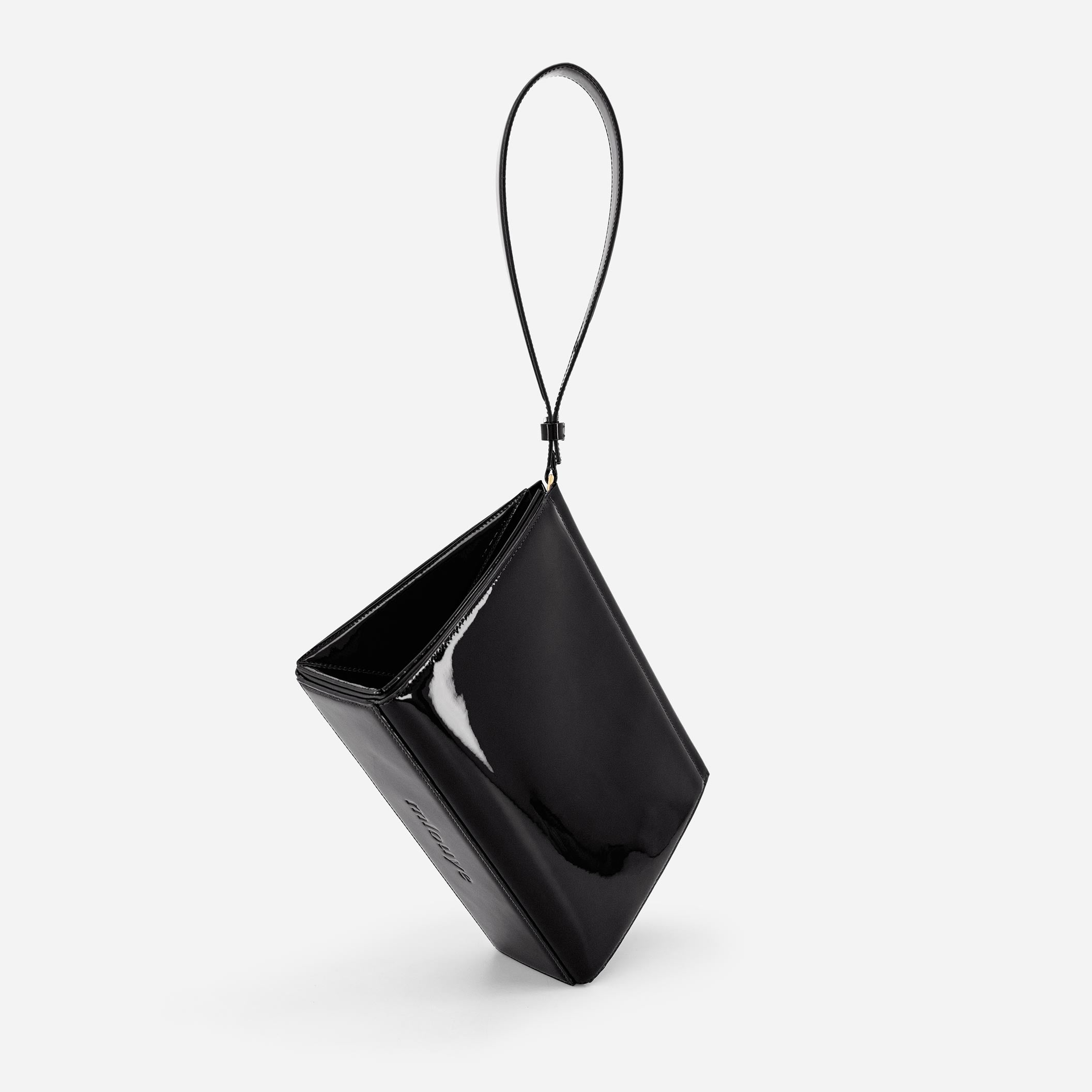Large Triangle Pouch - Patent Black | Mlouye Wallets & Purses Designer ...