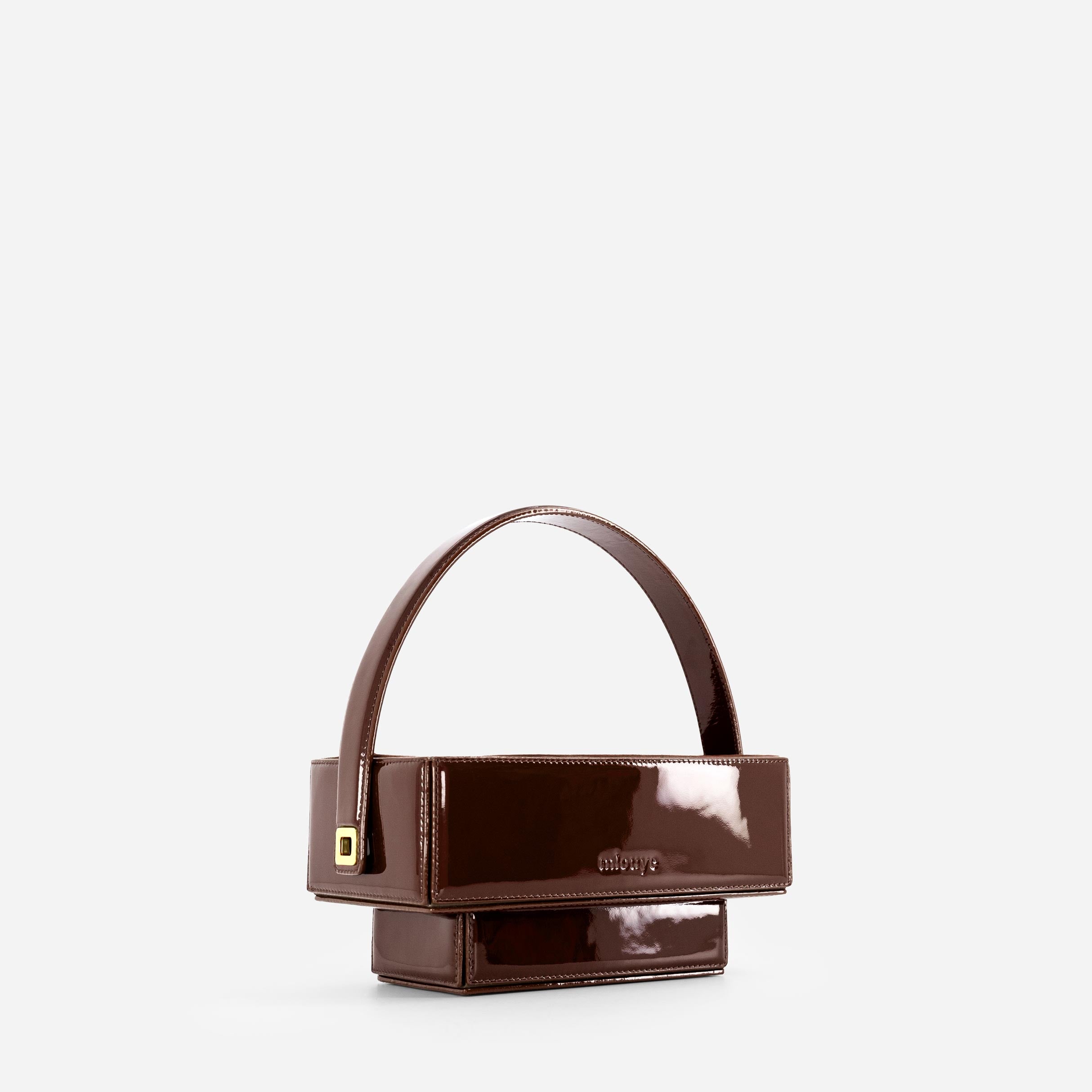 Monolit - Patent Brown | Mlouye Tote Bags Designer Collection | Coveti