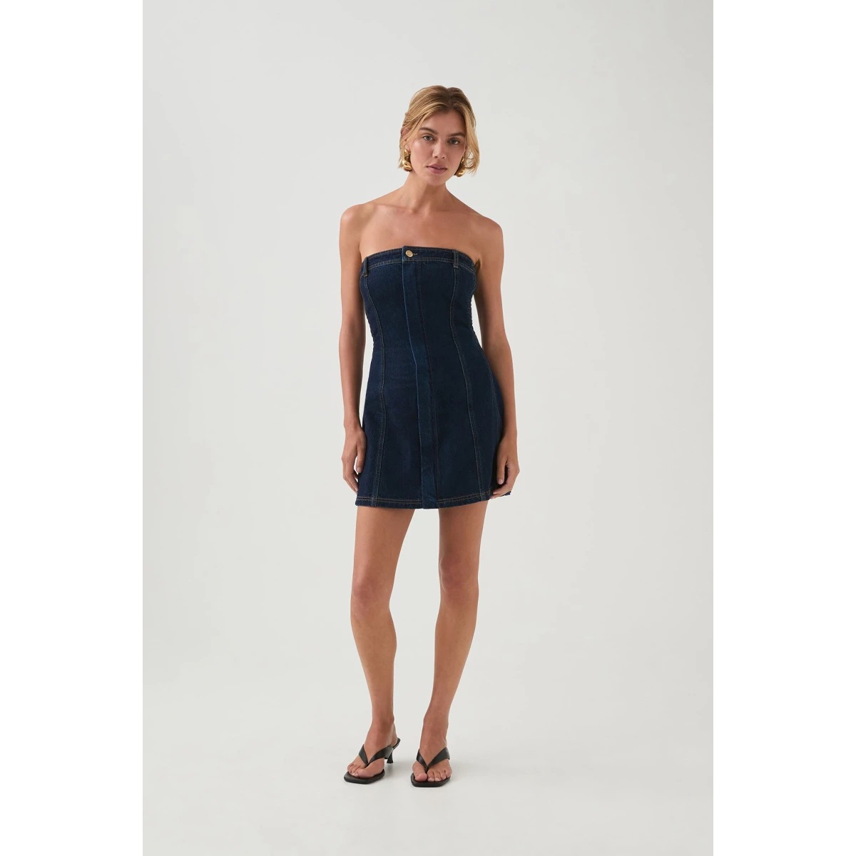 Junee Strapless Denim Dress | Coveti