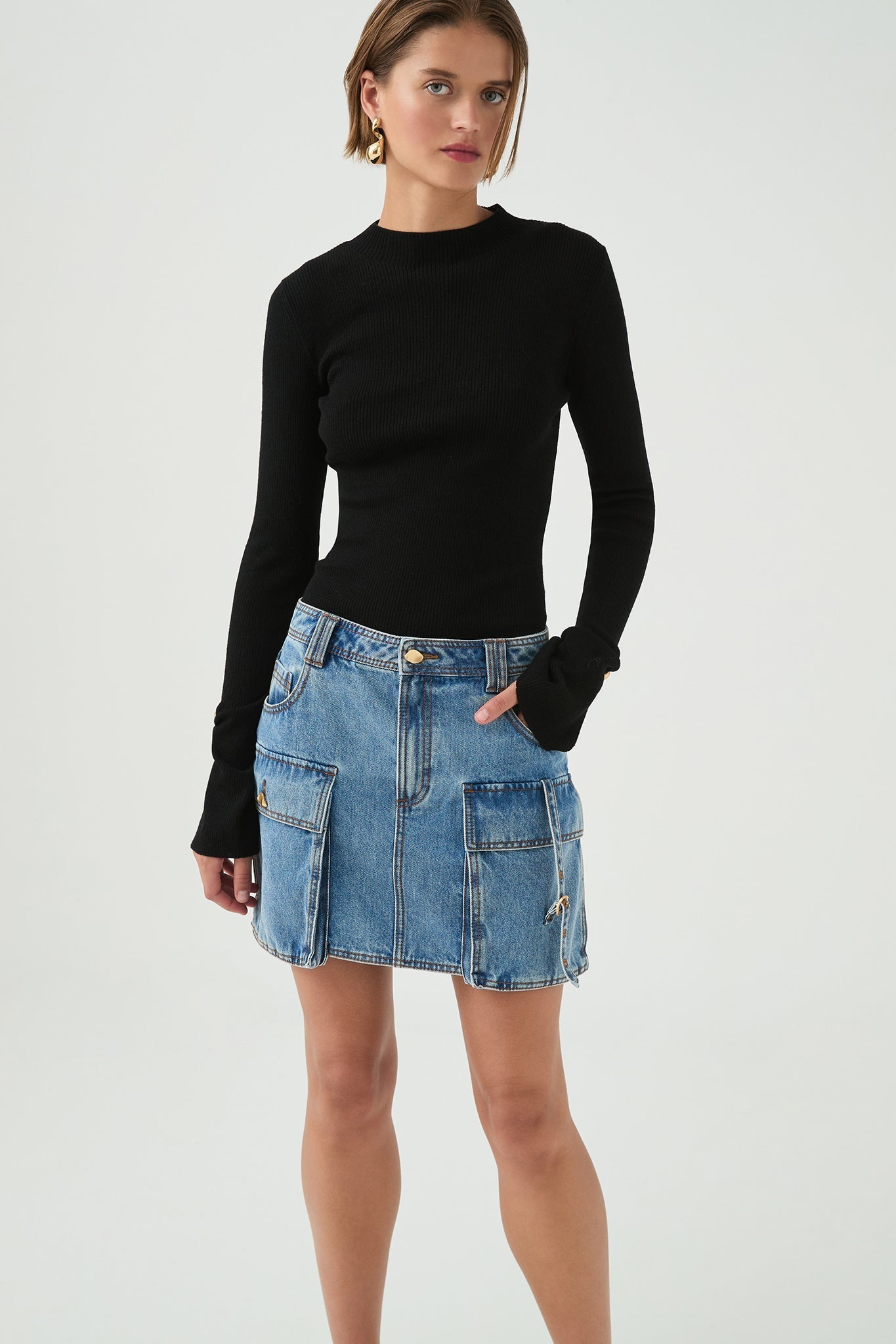 Juno Denim Micro Mini Skirt | Coveti