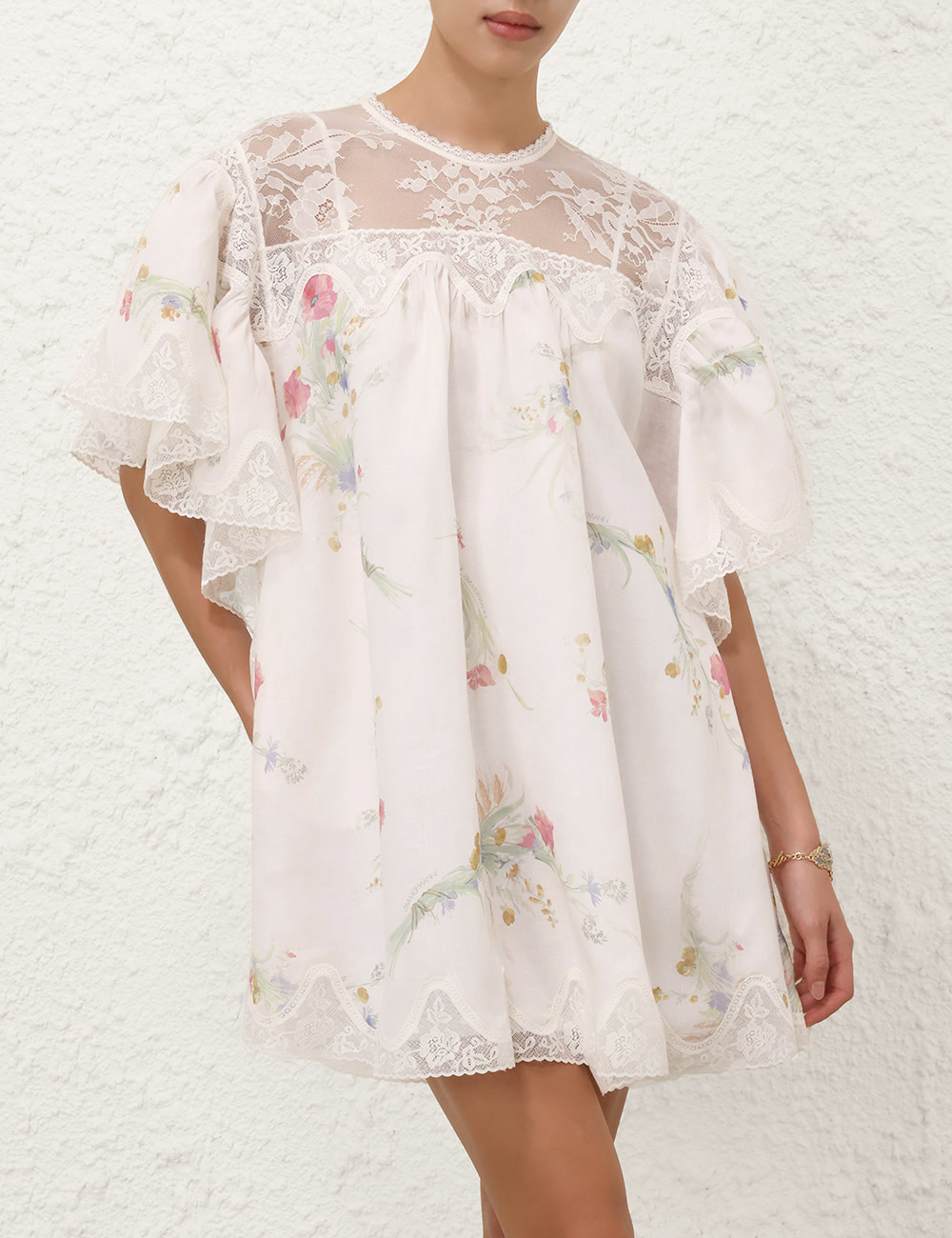 Lucky Lace Trim Mini Dress | Coveti