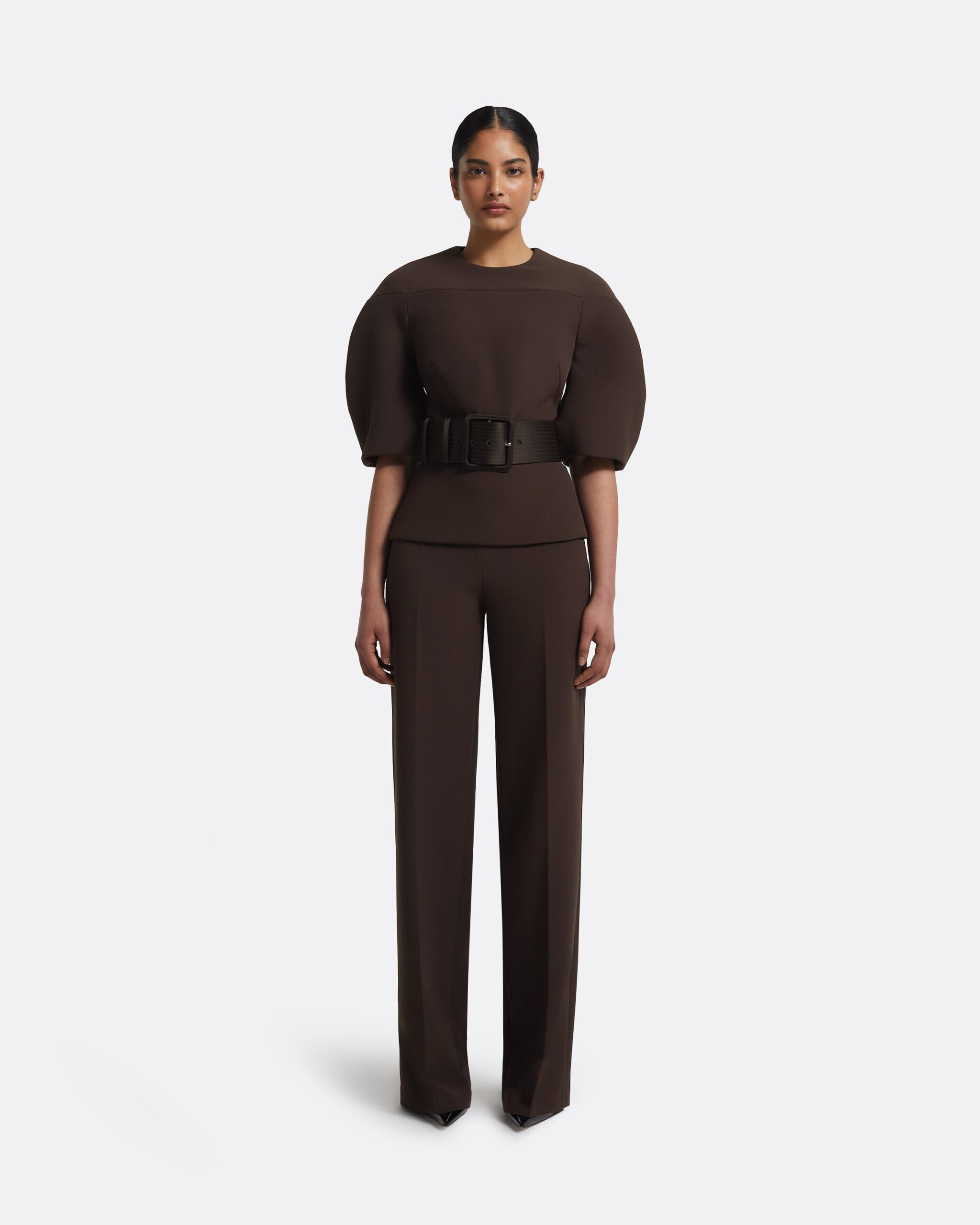 Kimari Top In Peat Brown | Safiyaa Tops Coveti