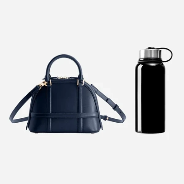 Mlouye 12 Mini - Navy Bag | Architectural Luxury Leather Bags | Coveti