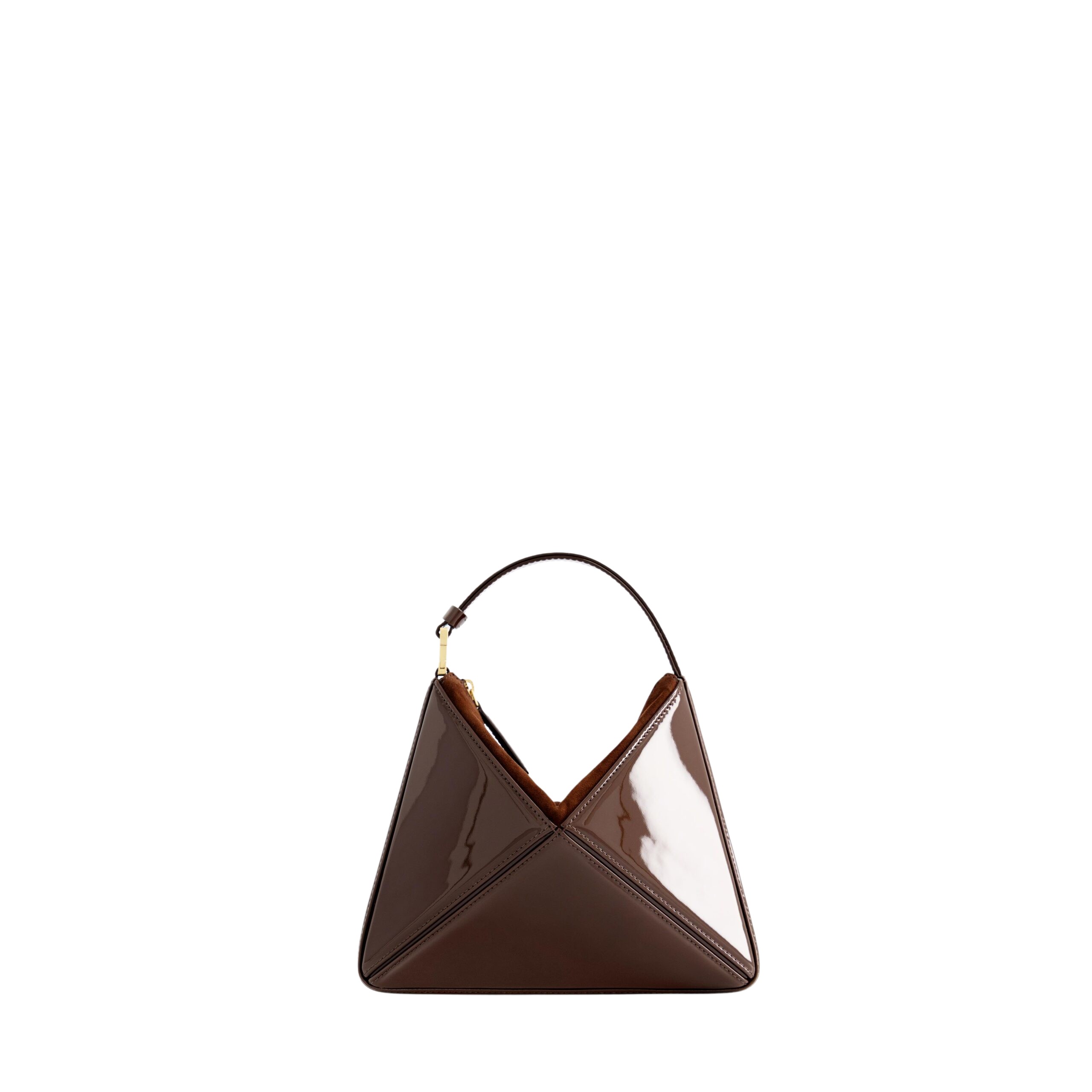 Mlouye Mini Flex Bag - Patent Brown Bag | Architectural Luxury Leather ...