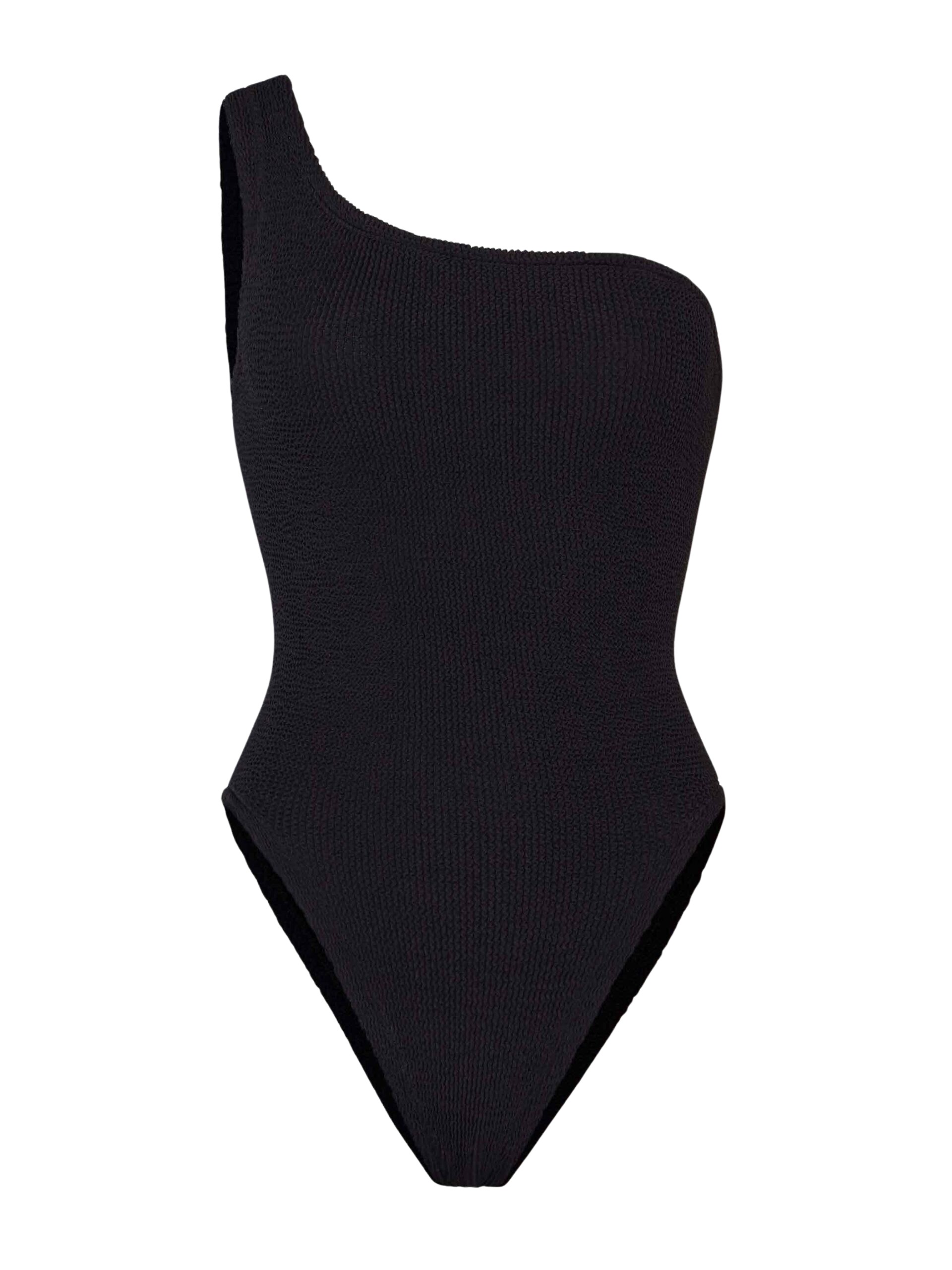 Hunza G Nancy Swim Black | One Size Crinkle Swimwear | Coveti
