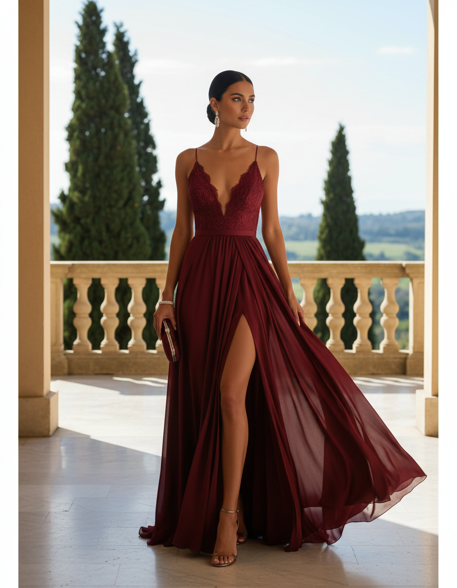 Black tie wedding guest dress in Burgundy Summer 2026 | Fashion & Style ...